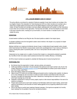 Fillable Online Nonprofit Board Member Codes of Conduct and Ethics ...