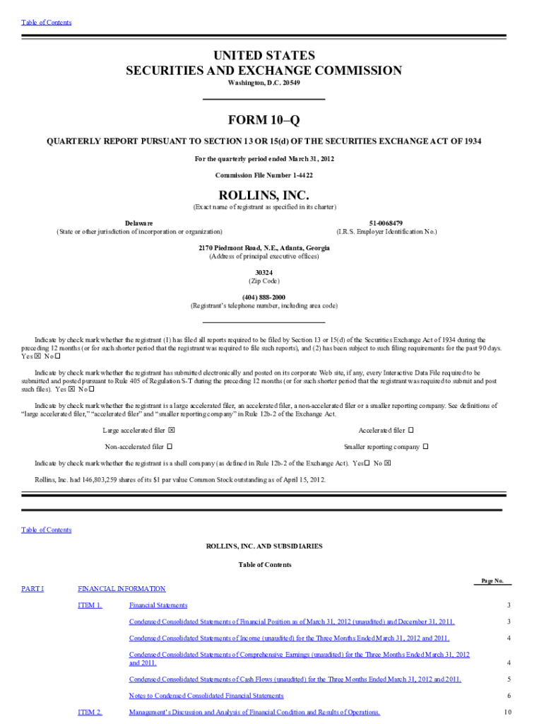 Fillable Online Annual Reports :: Rollins, Inc. (ROL) Fax Email Print ...