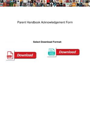 Fillable Online Parent Handbook Acknowledgement Form. Parent Handbook ...