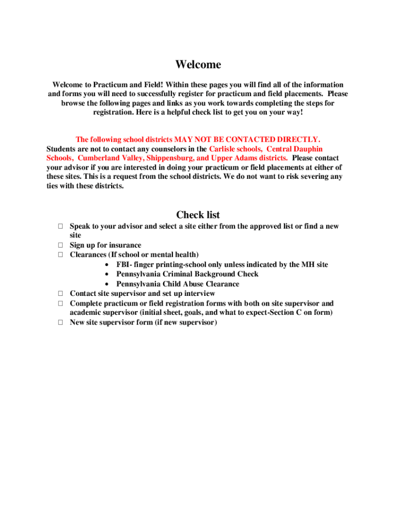 Fillable Online School Practicum and Field Information. School Practicum and Field Information ...
