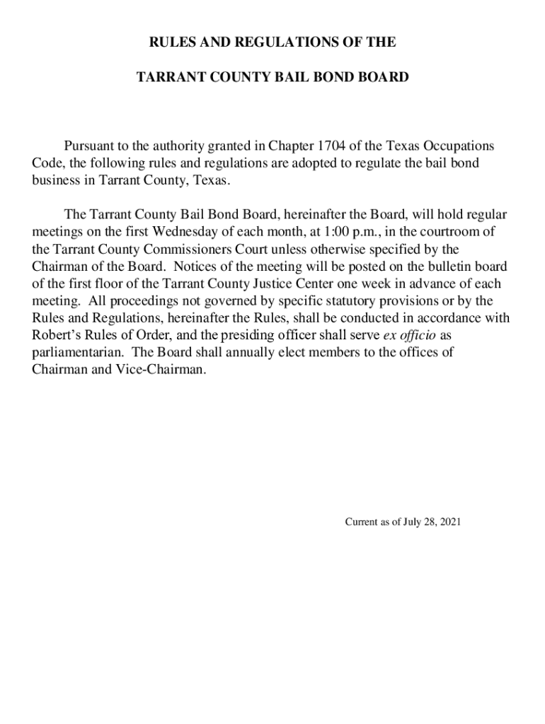 Fillable Online access.tarrantcounty.comcontentdamRULES AND REGULATIONS ...