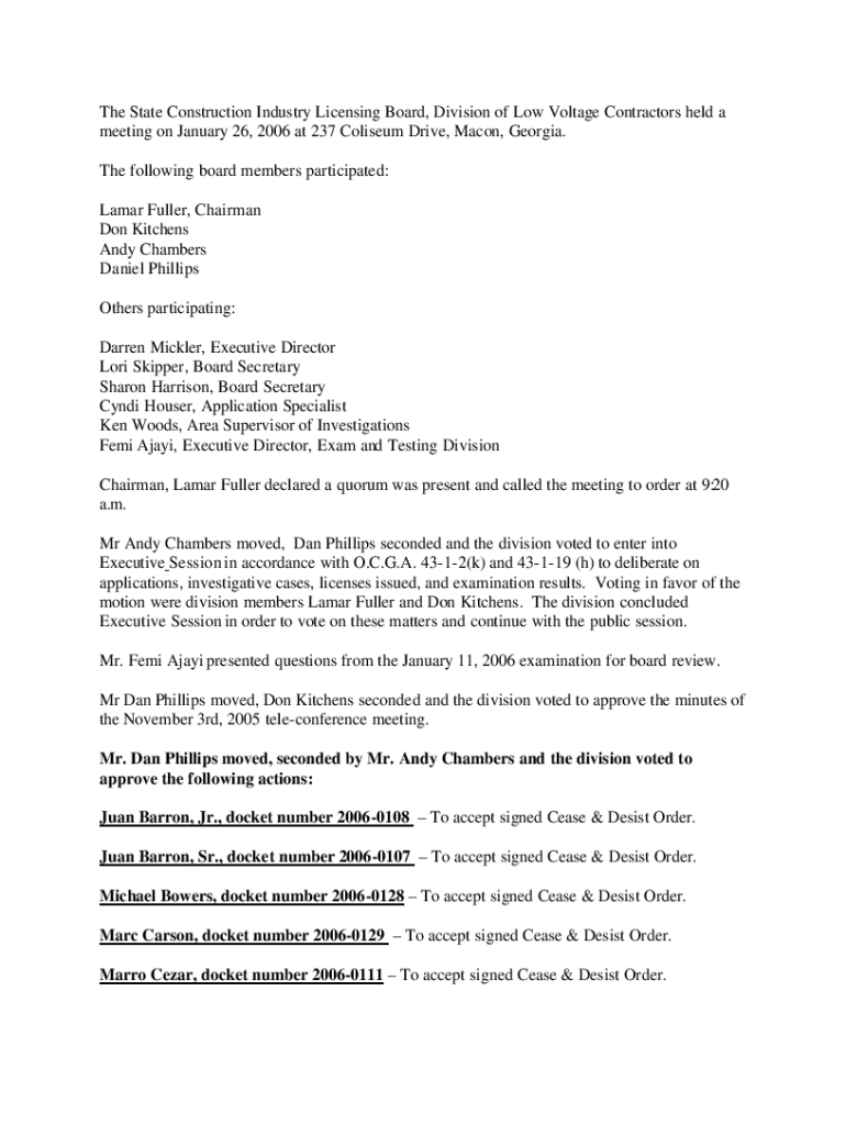 Fillable Online sos ga The State Construction Industry Licensing Board, Division of Low ... Fax ...