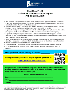 Fillable Online children alabama First Class Pre-K Alabama's Voluntary ...