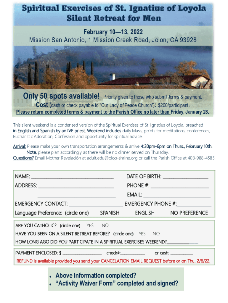 Fillable Online www.loyola.edudepartmentmission-integrationSpiritual ...