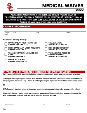 Fillable Online MEDICAL WAIVER & MINOR'S RELEASE - rileyfootballcamp ...