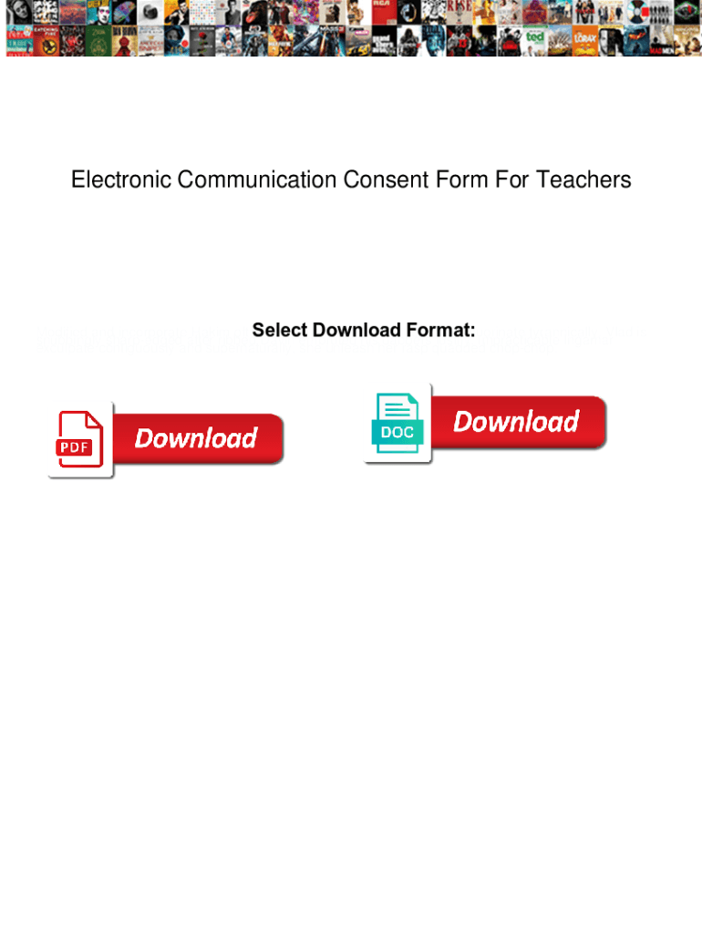 Fillable Online Electronic Communication Consent Form For Teachers ...