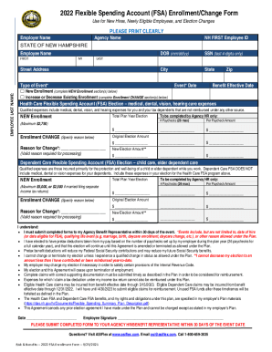 Fillable Online das nh Fillable PLAN YEAR 2022 ENROLLMENT/CHANGE FORM ...