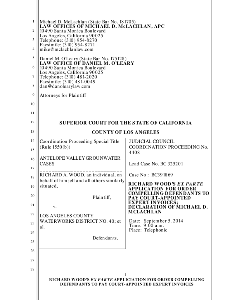Fillable Online 14 09 05 Ex parte re OSC for non payment Fax Email ...