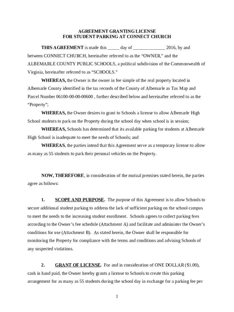 PARK AND RIDE FACILITY AGREEMENT - esb k12albemarle Doc Template | pdfFiller