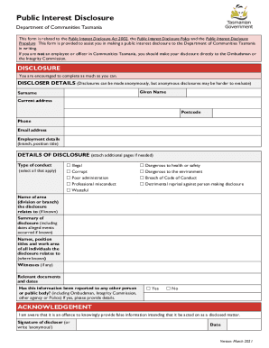 Fillable Online Public Interest Disclosure Form Fax Email Print - pdfFiller