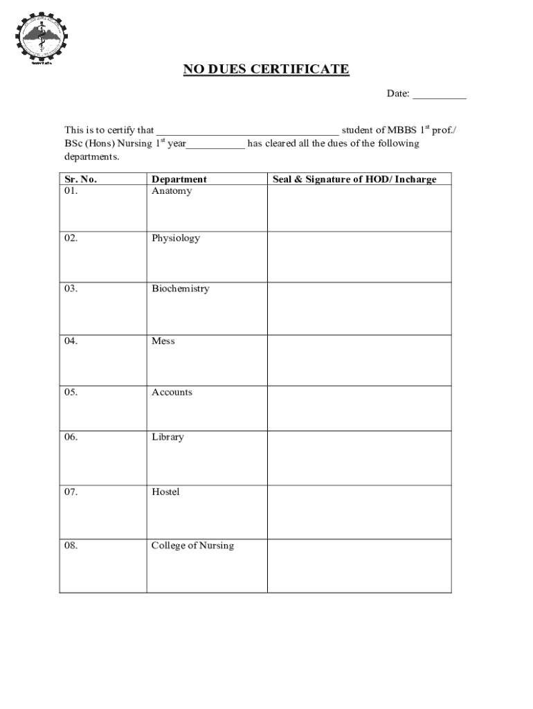 Fillable Online aiimsrishikesh edu PDF NO DUES CERTIFICATE - AIIMS Rishikesh Fax Email Print ...