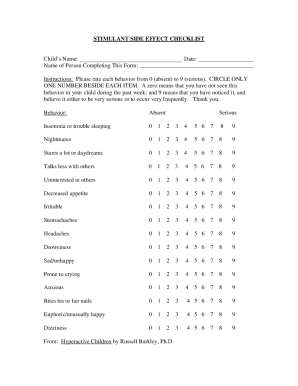 Fillable Online jacksonpeds.comformsStimulant Drug Side Effects ...