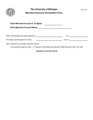 Fillable Online The University of Michigan Rev Merchant Account ...