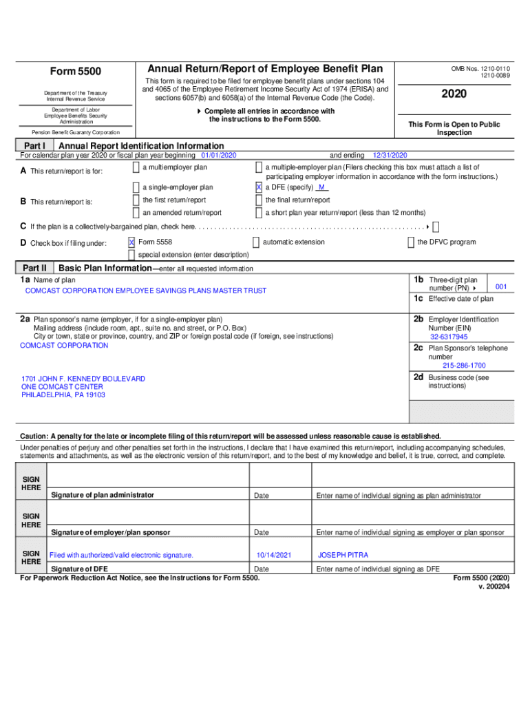 Fillable Online www.dol.gov reporting-and-filing form-5500Form 5500 ...