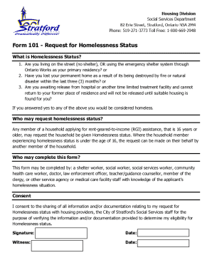 Fillable Online Request for Homelessness Status Form Fax Email Print ...