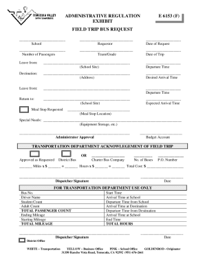Fillable Online Field Trip Bus Request Fax Email Print - pdfFiller