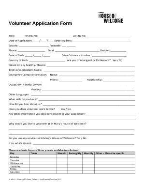 Fillable Online Volunteer Expression of Interest Form - Connect Health Fax Email Print - pdfFiller