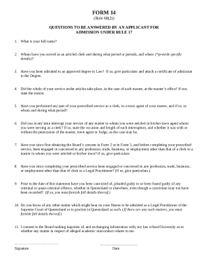 DOC 14 Application for Admission Rule 17 - Articled Clerks Doc Template ...