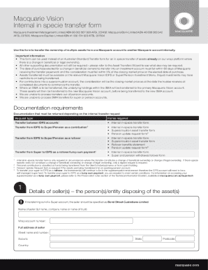 Fillable Online Macquarie Vision Internal in specie transfer form Fax ...