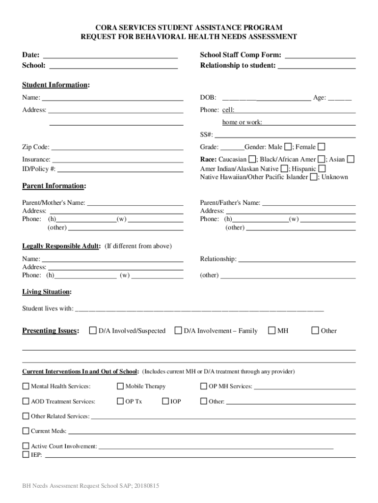 Fillable Online www.philasd.org04SAP-Forms-for-assessmentCORA SERVICES ...