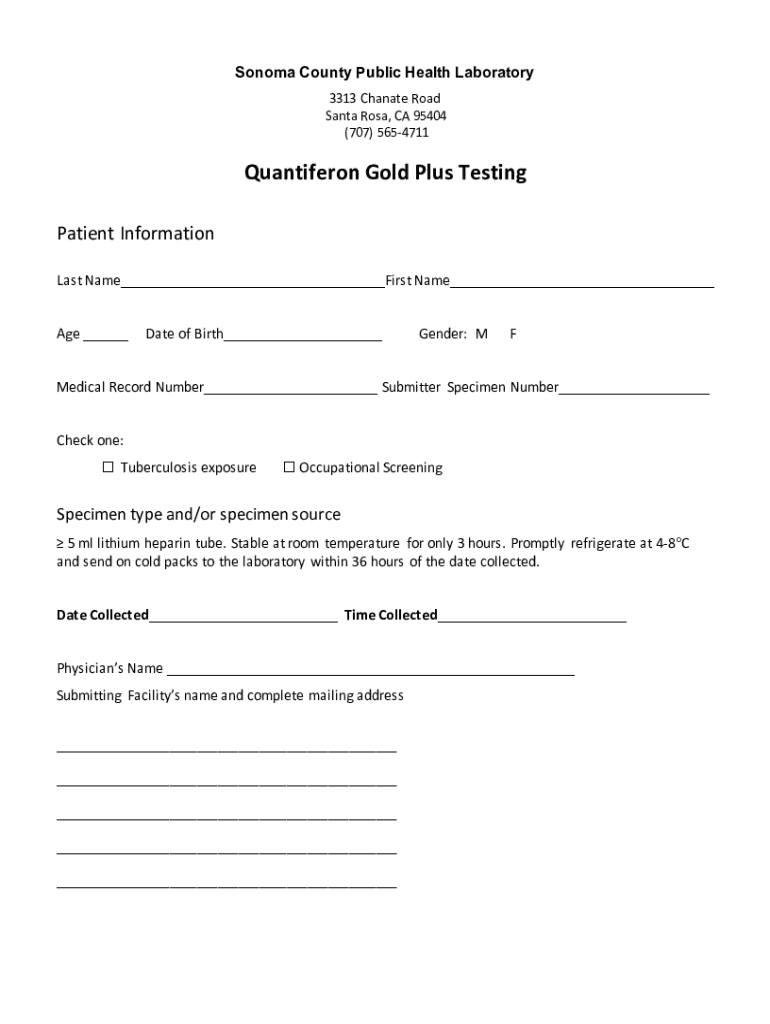 Fillable Online Sonoma County Public Health Lab 3313 Chanate Rd Santa ...