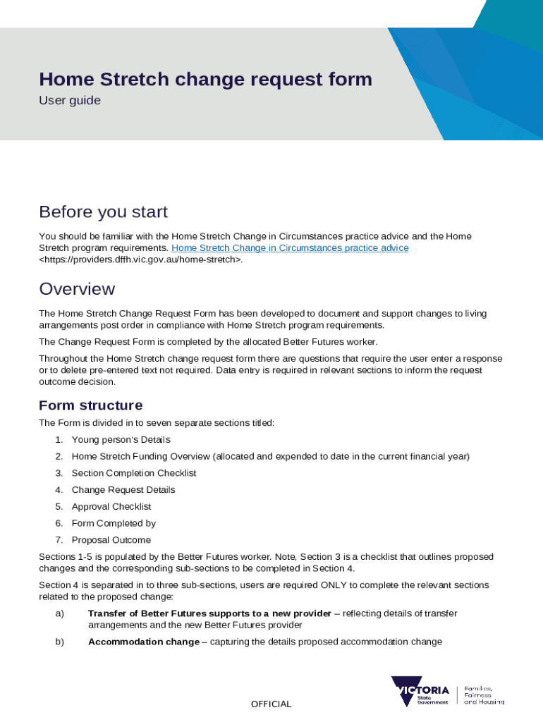 Home Stretch change request user guide Doc Template | pdfFiller