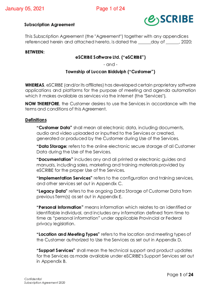 Fillable Online Subscription and Agreement Sample ClausesLaw Insider Fax Email Print - pdfFiller