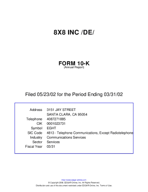 Fillable Online 8X8 INC /DE/ Financial Statements and Exhibits (form 8 ...