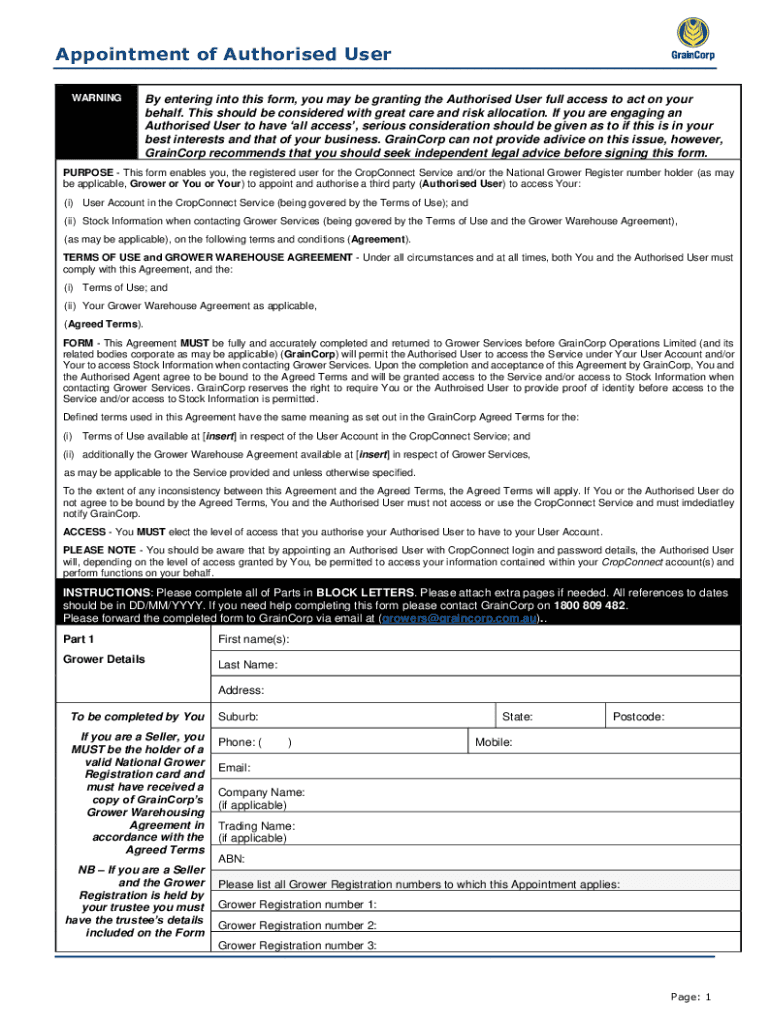 Fillable Online Application Form for Appointment of Authorised Person ...