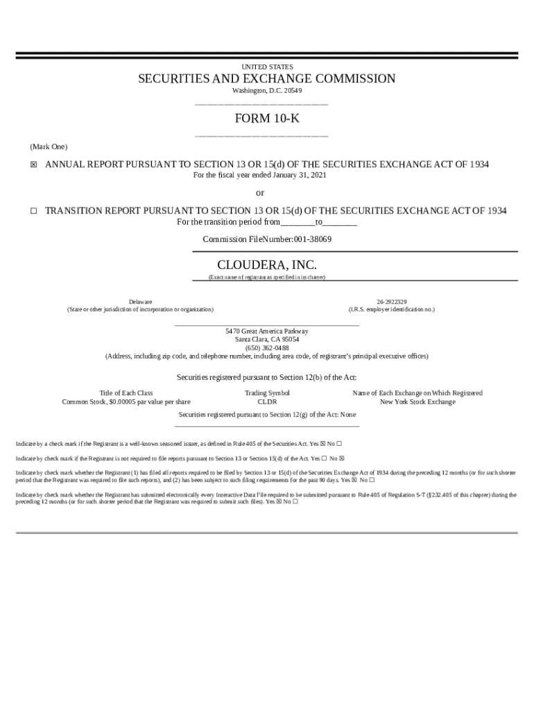 Cloudera, Inc. (. EDGAR Online Pro Doc Template | pdfFiller