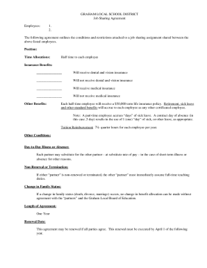 Fillable Online job sharing agreement Fax Email Print - pdfFiller