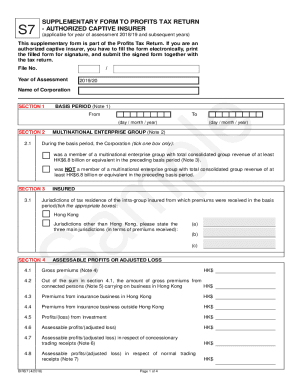 Fillable Online SUPPLEMENTARY FORM TO PROFITS TAX RETURN. AUTHORIZED ...