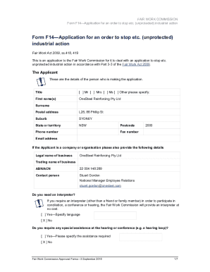 Fillable Online www.fwc.gov.auissues-we-helpindustrial-actionApply to ...