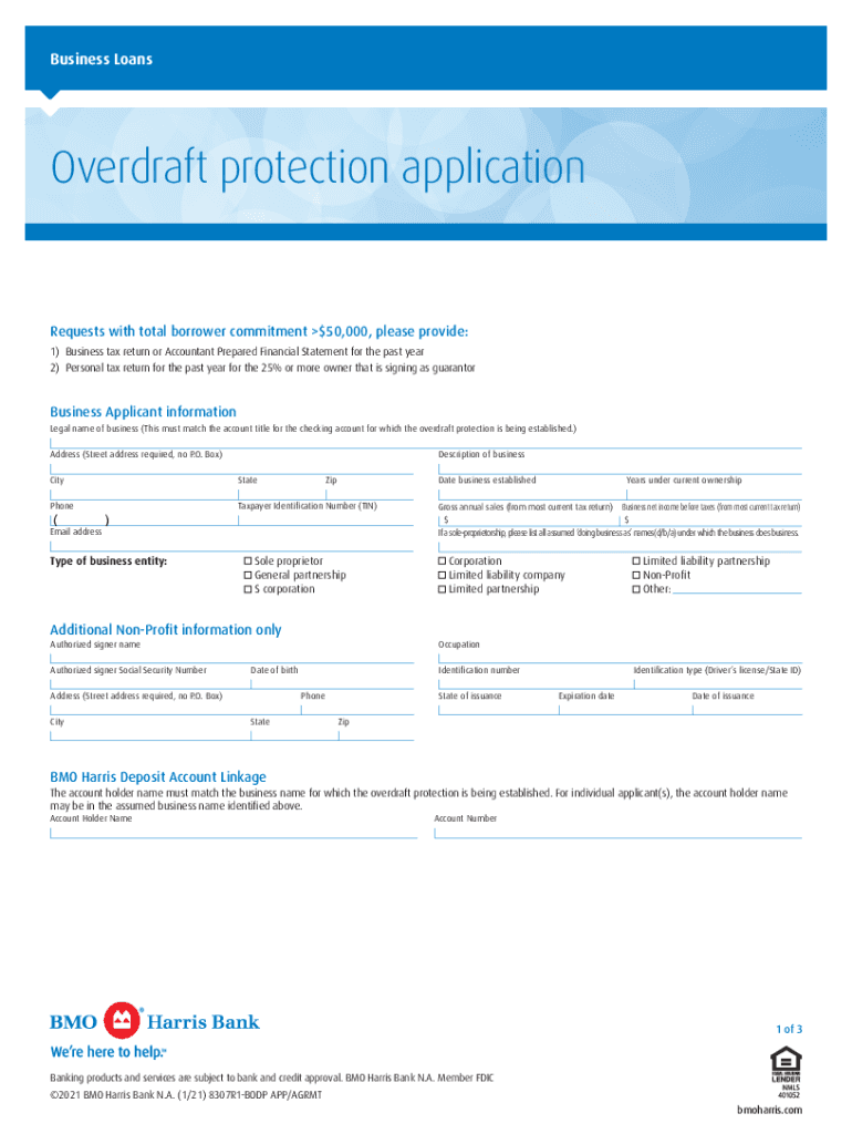 Fillable Online Overdraft Protection Agreement and Application - CBANC ...
