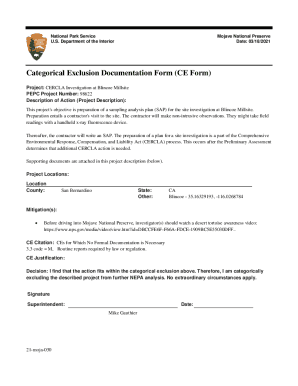 Fillable Online parkplanning.nps.govshowFileCategorical Exclusion ...
