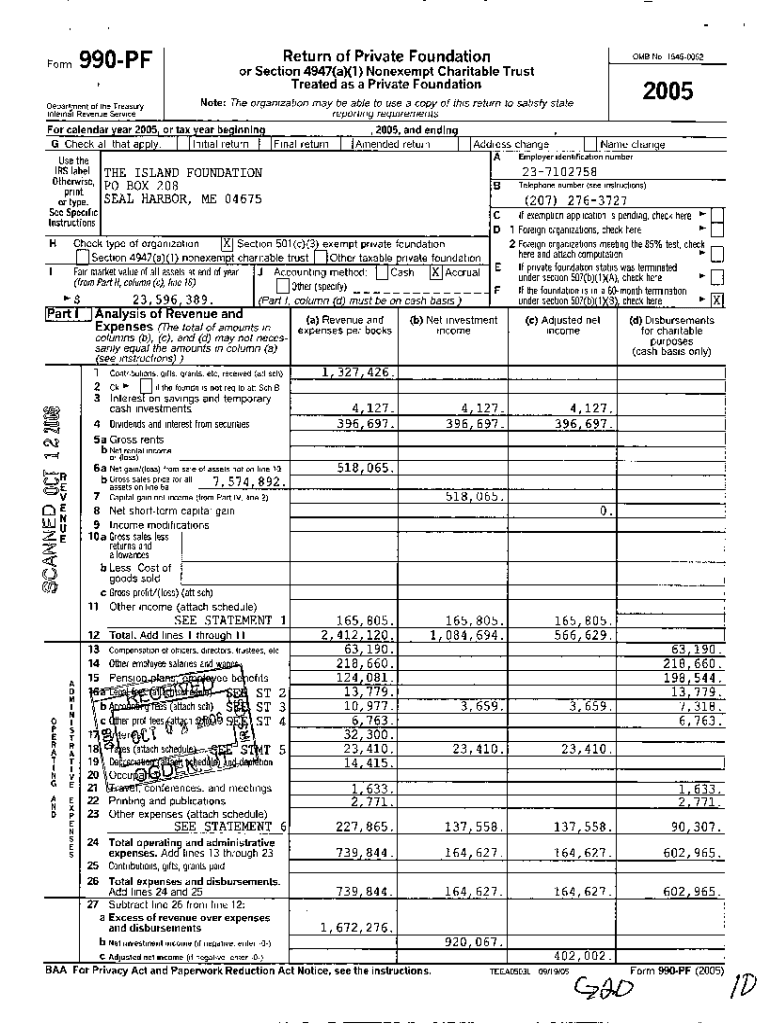 Fillable Online 990-PF Return of Private Foundation P Fax Email Print - pdfFiller