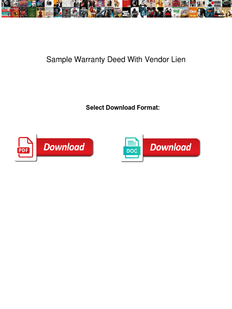 Fillable Online Sample Warranty Deed With Vendor Lien. Sample Warranty Deed With Vendor Lien ...