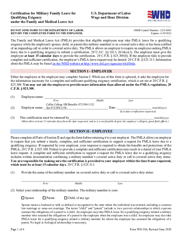 Fillable Online www.dol.govfact-sheets28m-fmla-military-familyFact ...