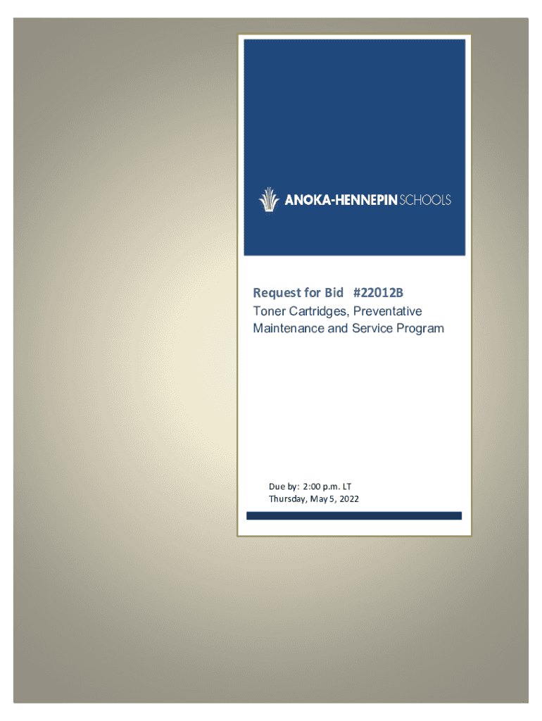 Fillable Online Request for Bid#22012B. LaserJet Toner Cartridges ...