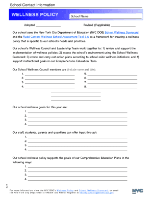 Fillable Online WELLNESS POLICY Fax Email Print - pdfFiller