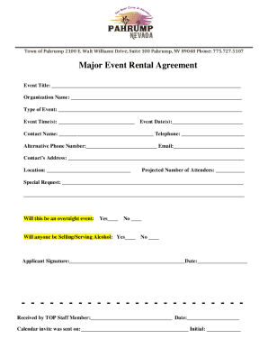 Fillable Online Major Event Rental Agreement Fax Email Print - pdfFiller