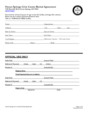 Fillable Online CIVIC CENTER RENTAL AGREEMENT Fax Email Print - pdfFiller