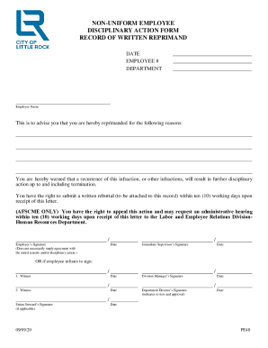 Fillable Online Written Reprimand Sample for Employee ...