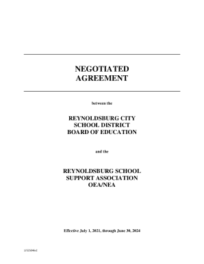Fillable Online NEGOTIATED AGREEMENT Between BOARD OF EDUCATION ...