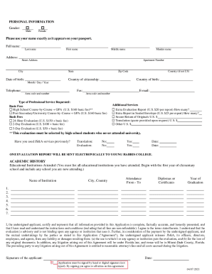 Fillable Online www.jsilny.org pdf YoungHarrisCollegeApplication for ...