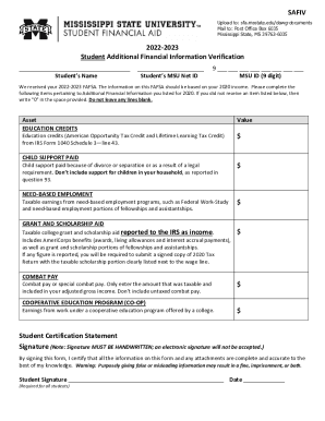 Fillable Online www.sfa.msstate.edu sites www2022-2023 Asset ...