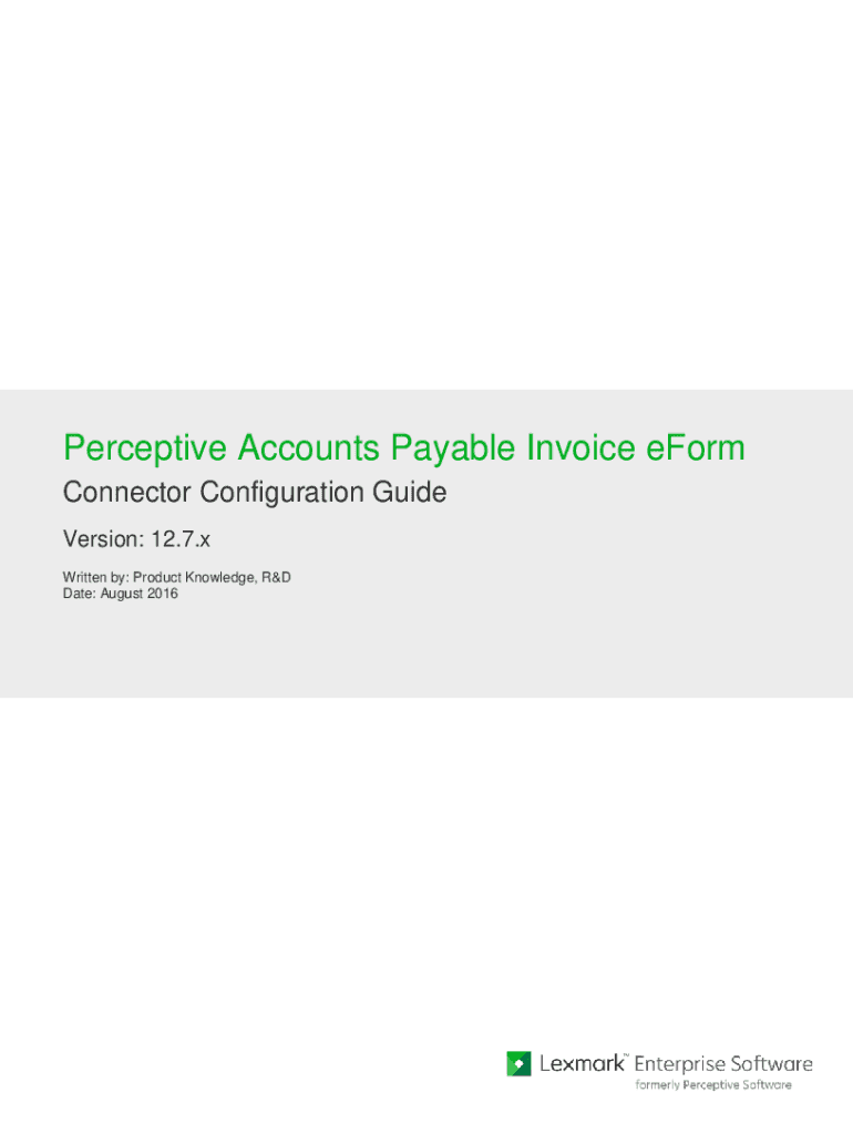 Fillable Online Perceptive Accounts Payable Invoice eForm Connector Configuration Guide Fax ...