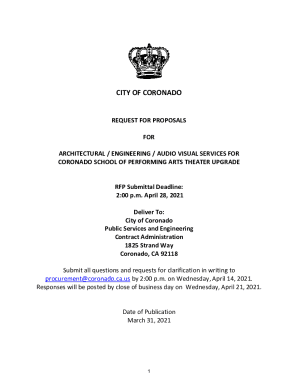 Fillable Online REQUEST FOR PROPOSALS (RFP) For ARCHITECTURAL ...