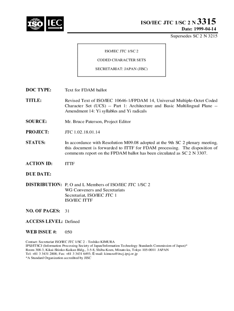 Fillable Online docest.comiso-iec-jtc-1-n-sc-2-nIso/Iec Jtc 1 N/Sc 2 N - Docest Fax Email Print ...