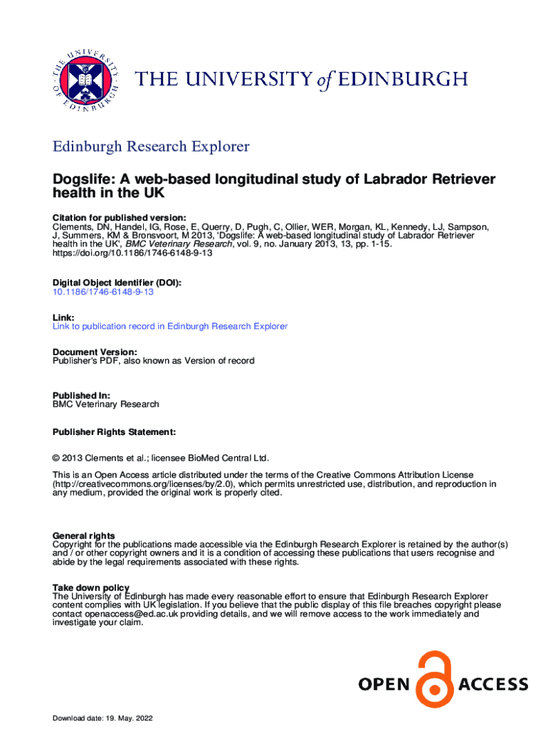 Fillable Online www.ncbi.nlm.nih.govpubmed23332044Dogslife: a web-based ...